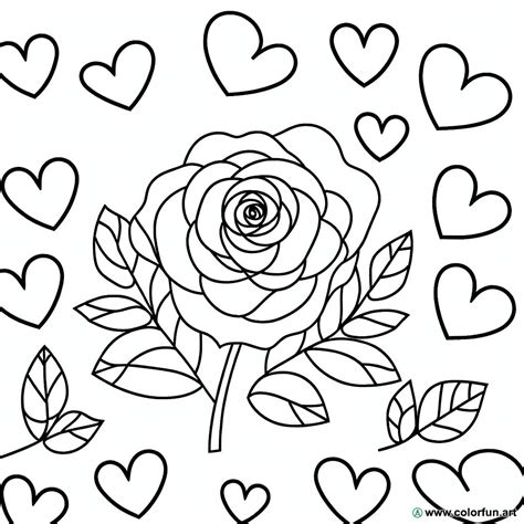 Coloriage rose et cœur pour enfant à Télécharger ou à Imprimer gratuitement