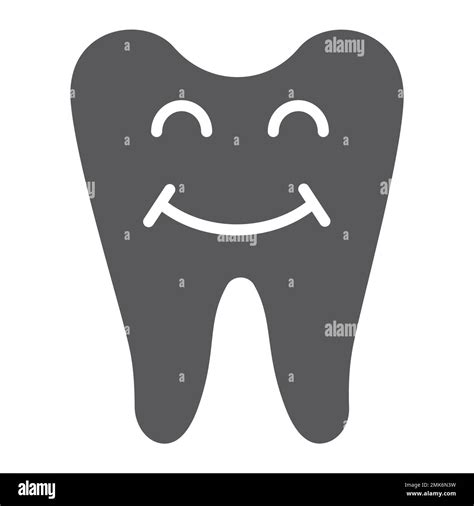 Happy Tooth Glyph Icon Teeth And Dentistry Smiling Tooth Sign Vector