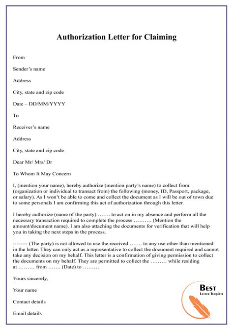Free Authorization Letter Template Pdf Word Doc