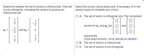 solved determine whether the set of vectors is orthonormal