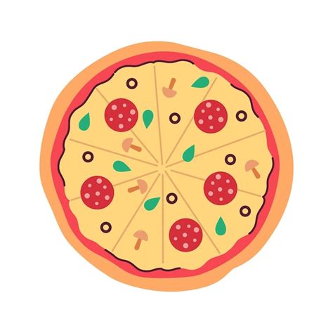 Pizza De Pepperoni Redonda Grande Con Objeto Vectorial De Color
