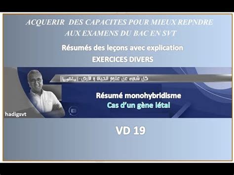 VD19 monohybridisme gène létal non lié au sexe YouTube