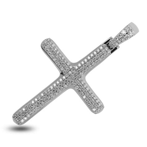 14k Solid Gold Small Lab Grown Diamond Cross Pendant Necklace Chain