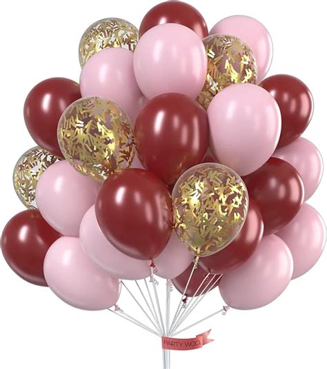 Amazon PartyWoo Pink Gold And Burgundy Balloons 60 Pcs Burgundy