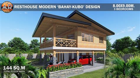 RESTHOUSE MODERN BAHAY KUBO DESIGN 3 BEDROOMS 8X9M 144SQ M