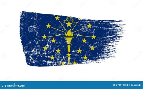 Indiana Flag Designed In Brush Strokes And Grunge Texture Stock