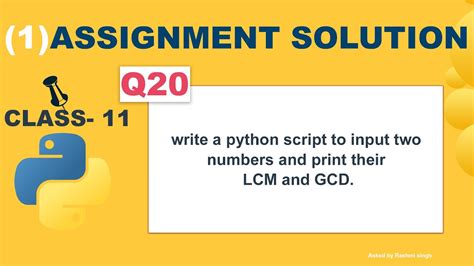 python script to input two numbers and print their lcm and gcd youtube