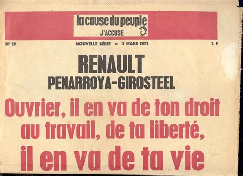 LA CAUSE DU PEUPLE J ACCUSE N 19 Du 3 MARS 1972 By SARTRE Jean Paul