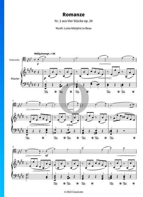 Pieces Op No Romanze Luise Adolpha Le Beau Piano Sheet