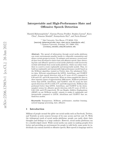 pdf interpretable and high performance hate and offensive speech detection