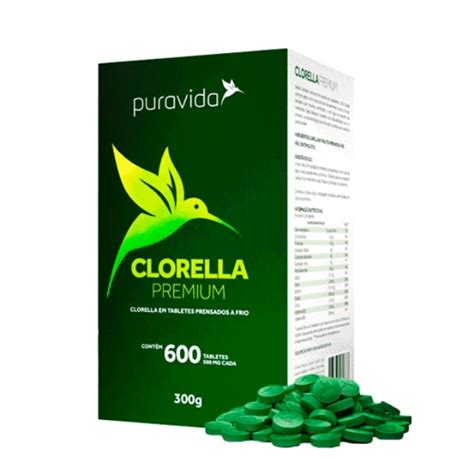 Clorella Premium Tabletes Pura Vida Corpo Vida Suplementos