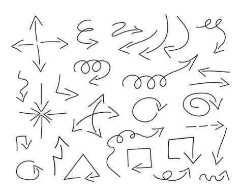 Conjunto De Setas Desenhadas M O Ou Cole O Em Estilo Doodle Vetor