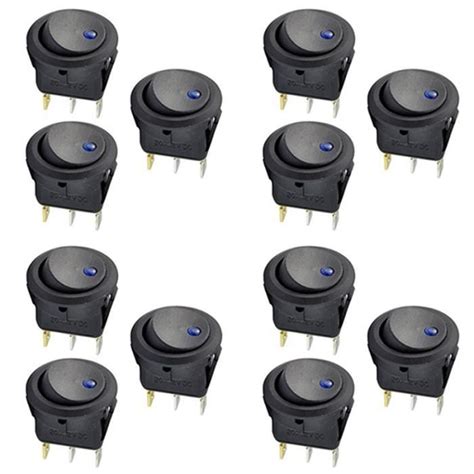 12Pc 12V 20A Interrupteur à Bascule LED à Lumière Bleue SPST ContrôLe