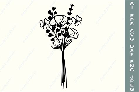 Wildflowers Svg Flowers Svg Floral Svg Flower Bouquet Svg Flowers