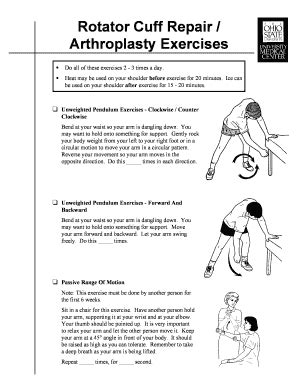Rotator Cuff Repair Exercises Pdf Fill Online Printable Fillable
