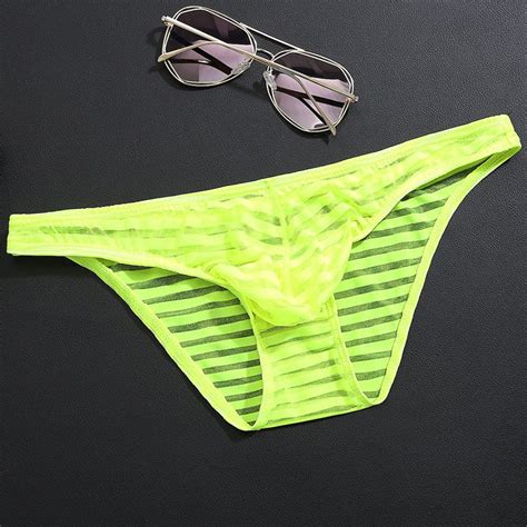 Cuecas Masculinas Cuecas De Seda Gelo Transparentes Listras Finas Malha