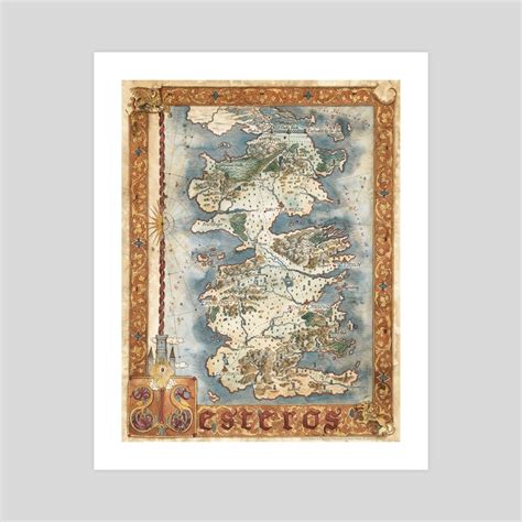 Game Of Thrones Map Of Westeros Seven Kingdoms An Art Print By