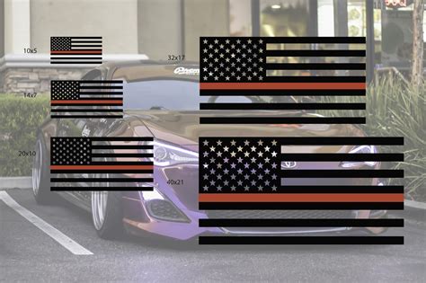 Set Of 2 Dark Grey Thin Red Line Distressed USA American Flag Decal