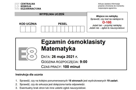 Przecieki egzamin ósmoklasisty 2022 matematyka Odpowiedzi CKE i