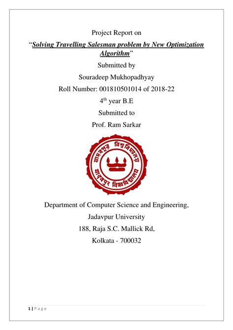 pdf solving travelling salesman problem by new optimization algorithm