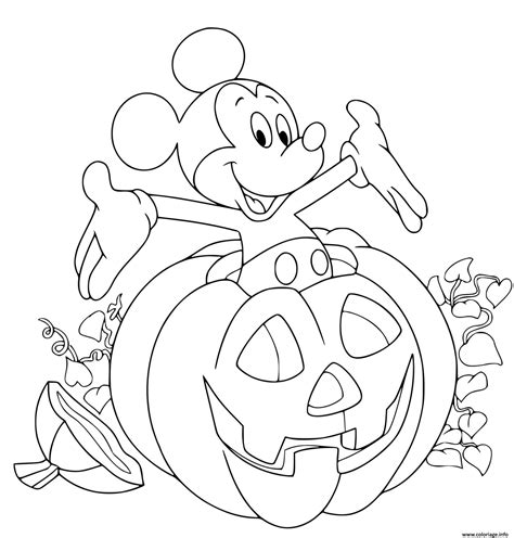 Coloriage Mickey Mouse Dans Une Citrouille Dessin Halloween Disney à