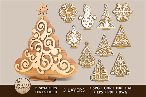 Bundle Christmas Trees Laser Cut Files Graphic By LaserCutano