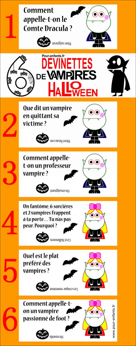 6 devinettes de vampires à imprimer pour enfants Blagues d Halloween