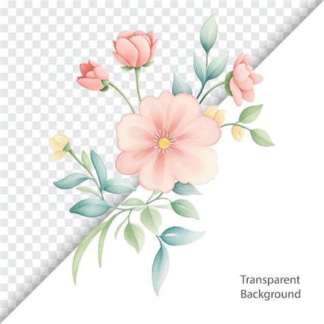 Fundo Transparente De Flores Rosa Aquarela PSD Premium