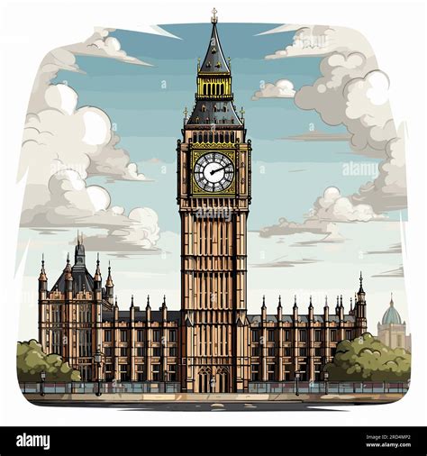 Big Ben Big Ben Hand Drawn Comic Illustration Vector Doodle Style