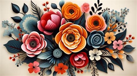 Premium Photo Mexican Folk Art Style Vector Mandala Floral Patter