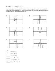 Polynomial End Behavior Pdf End Behavior Of Polynomials Use The