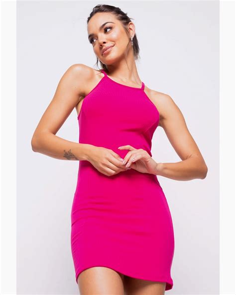 Riachuelo Vestido Curto Regata Alcinha Canelado Pink Salvatore Fashion