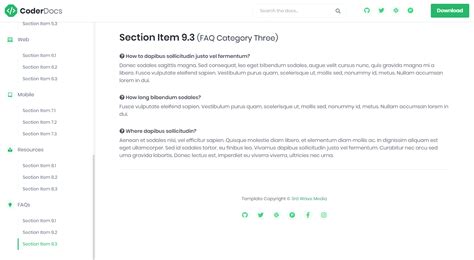 CoderDocs A Free Bootstrap 4 Documentation Template For Software