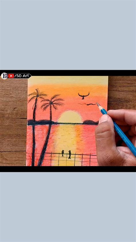 How To Draw Sunset Scenery With Oil Pastels Step By Step Oil Pastel