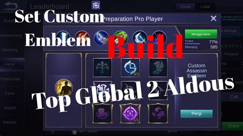 Build Set Custom Emblem Aldous Top Global Mobile Legends Bang