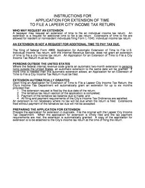 Fillable Online Ci Lapeer Mi Application For Extension Of Time City