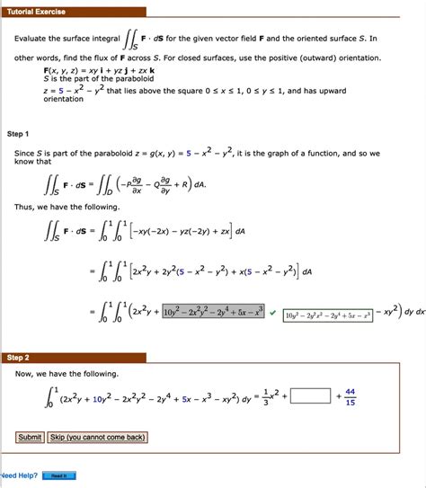 solved texts tutorial exercise evaluate the surface integral ∬ ds for the given vector field f