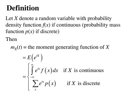 ppt use of moment generating functions powerpoint presentation id 353335