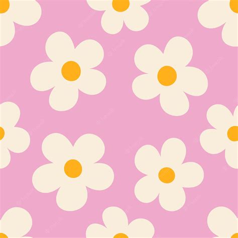 Premium Vector Naive Floral Pattern In The Style Of The 70s With Groovy Daisy Flowers Retro