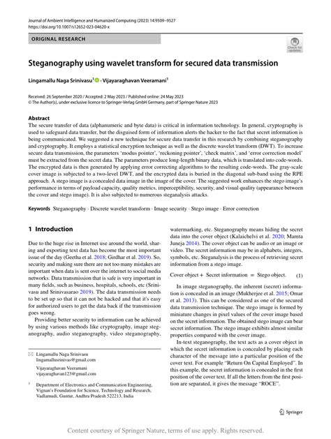 steganography using wavelet transform for secured data transmission request pdf