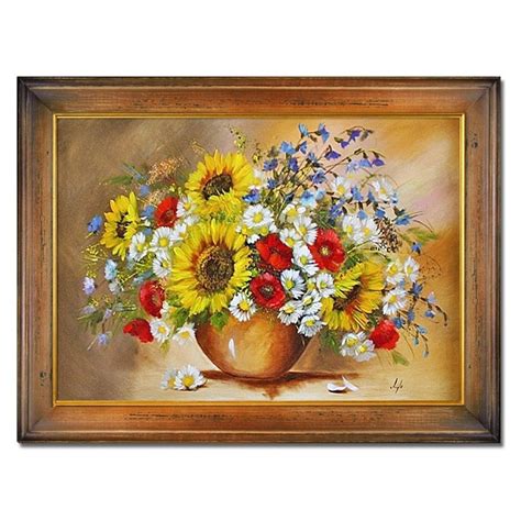 Obraz olejny ręcznie malowany Kwiaty 63x84cm
