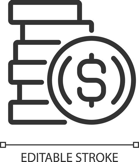 monedas píxel Perfecto lineal icono efectivo forma pedazo de metal