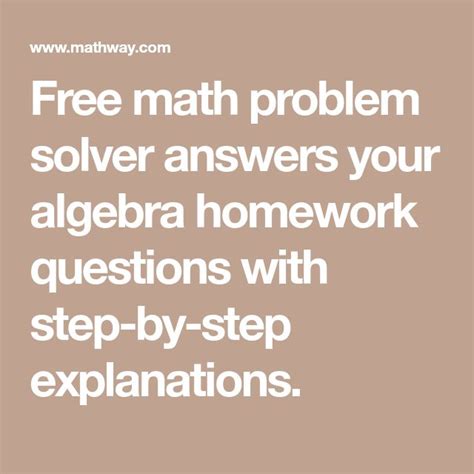 Free Math Problem Solver Answers Your Algebra Homework Questions With