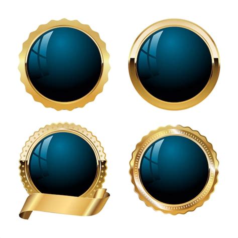 Premium Vector Collection Of Black Blue And Gold Quality Badges And