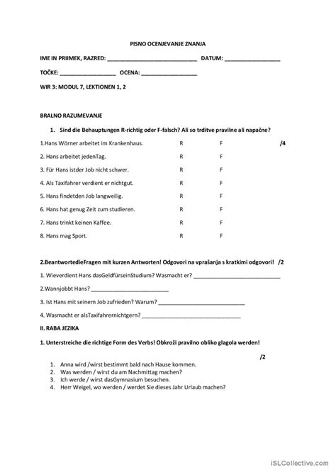 Testarbeit Wir 3 allgemeine Français FLE fiches pedagogiques pdf doc
