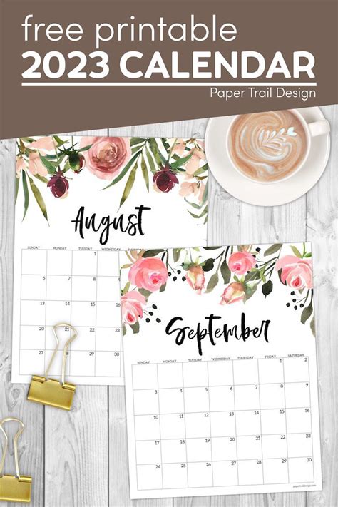 The Free Printable Calendar For August And October With Flowers On It