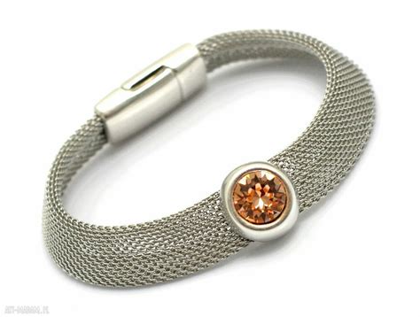 bransoletka magnetoos metaloo cristal peach HandMade ღ art Madam pl