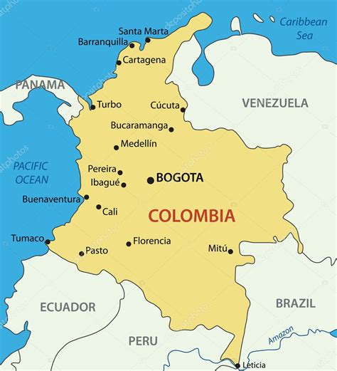 Rep Blica De Colombia Mapa Del Vector Vector De Stock
