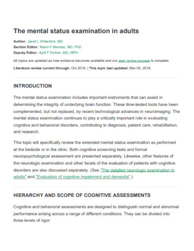 Mini Mental Status Exam Drawing