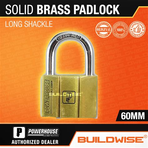Powerhouse Solid Brass Padlock Long Shackle 40mm 50mm 60mm